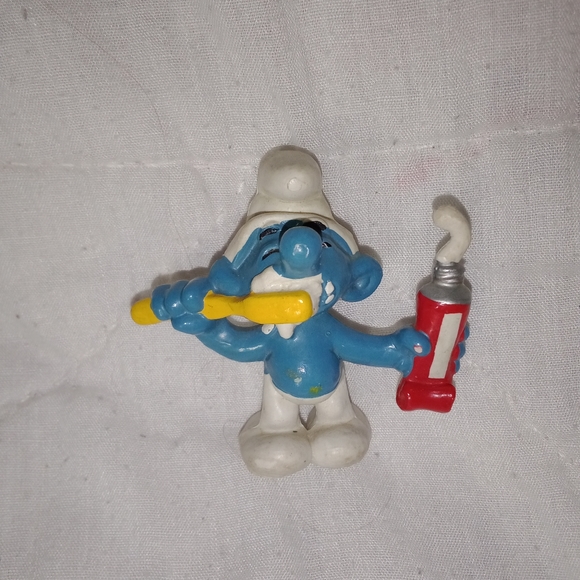 Peyo | Toys | Vintage 979 Peyo Smurf Brushing Teeth Figure 2 14 Tall ...